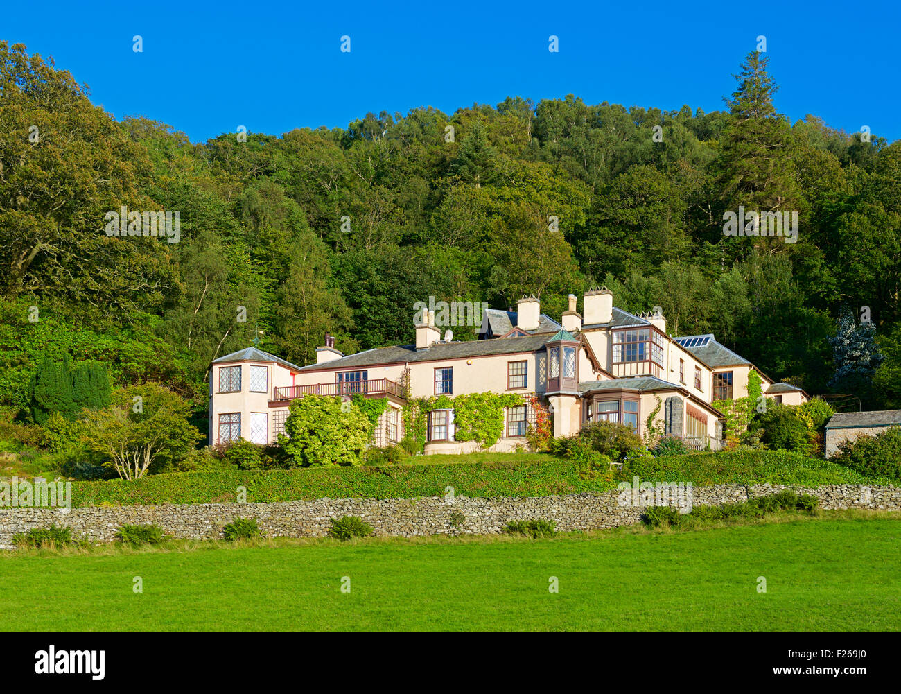 Brantwood, home of writer and art critic John Ruskin, on the shore over ...