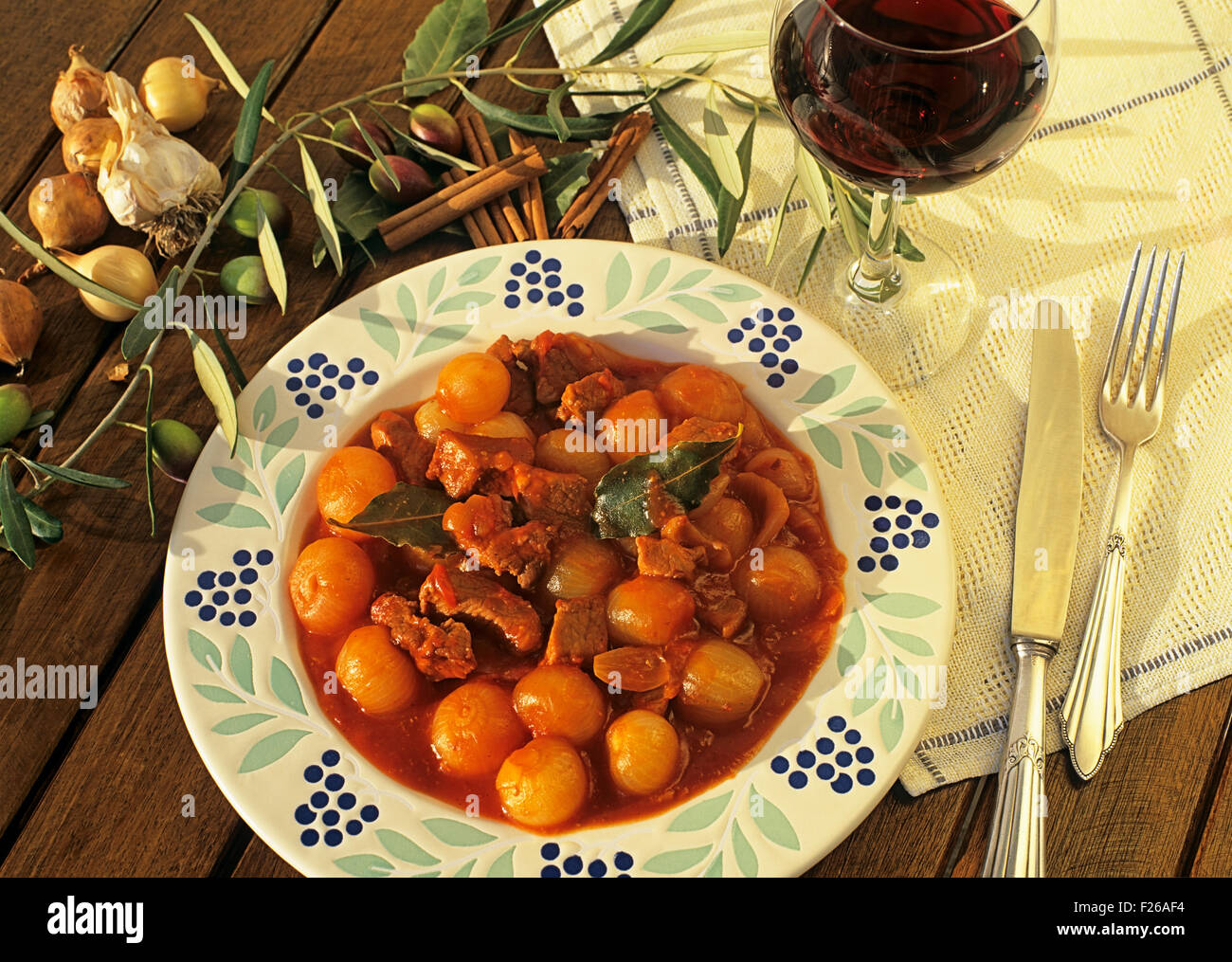Stifado - a traditional Greek stew with rabbit meat and pearl onions ...