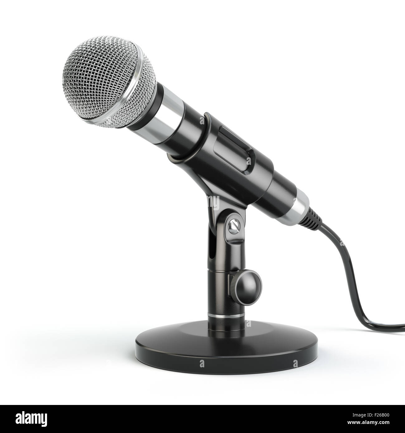 Microphone isolated on white. Caraoke or news concept. 3d Stock Photo ...