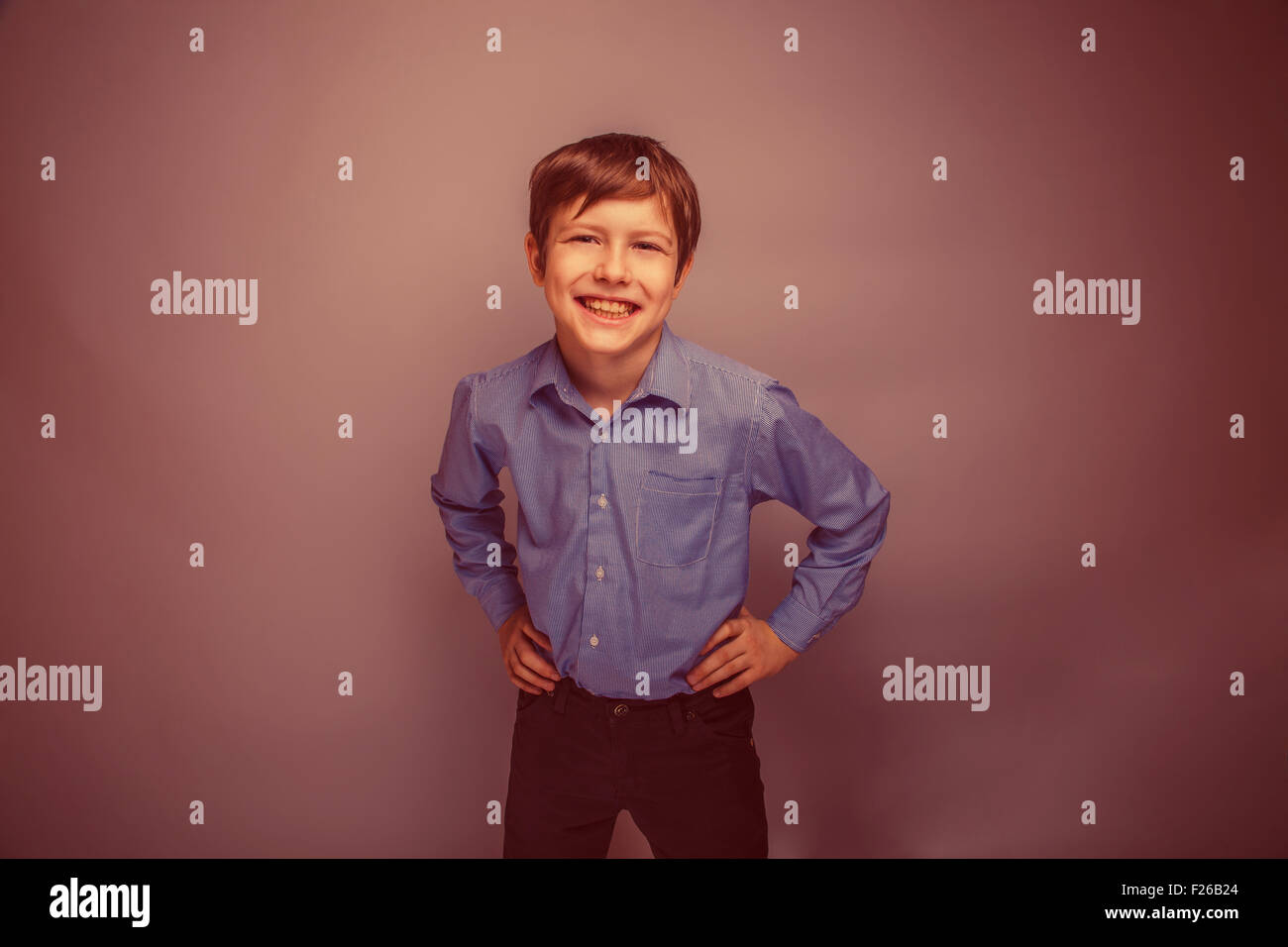 portrait of a smiling teenage boy of European appearance retro Stock ...