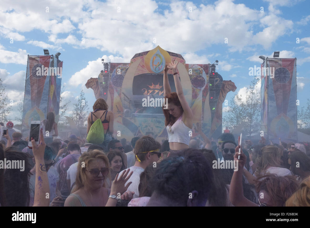 London, UK. 13th Sep, 2015. Revellers at the Holi Festival Of Colours ...