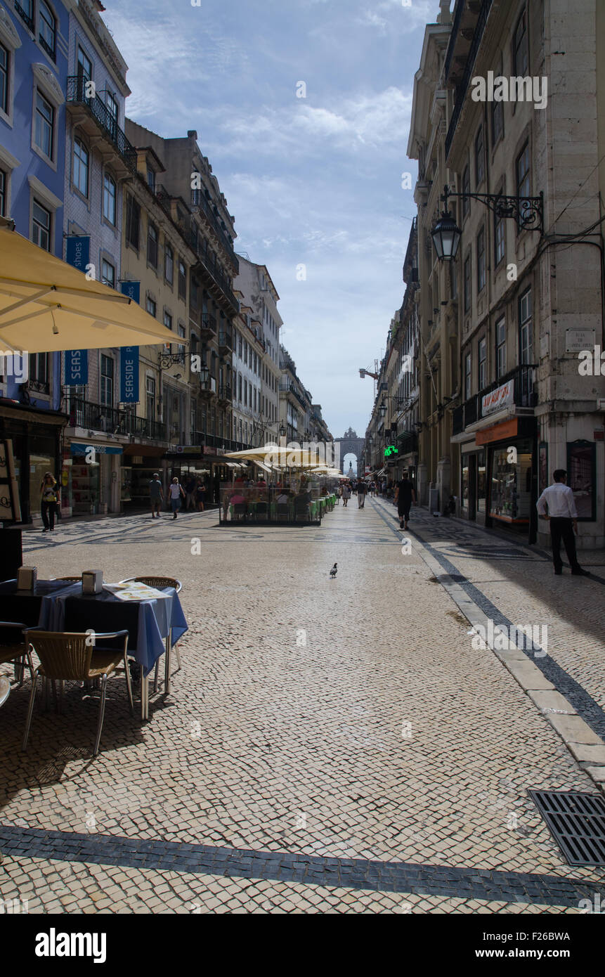 Looking down Rua Augusta towards Arco da Rua Augusta - Lisbon, Portugal ...