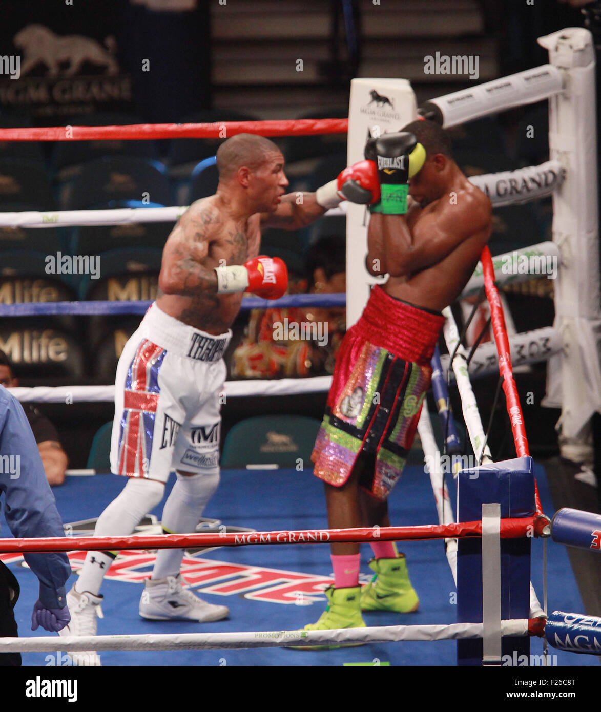 Las Vegas, Nevada, USA. 12th Sep, 2015. British boxer Ashley Theophane ...