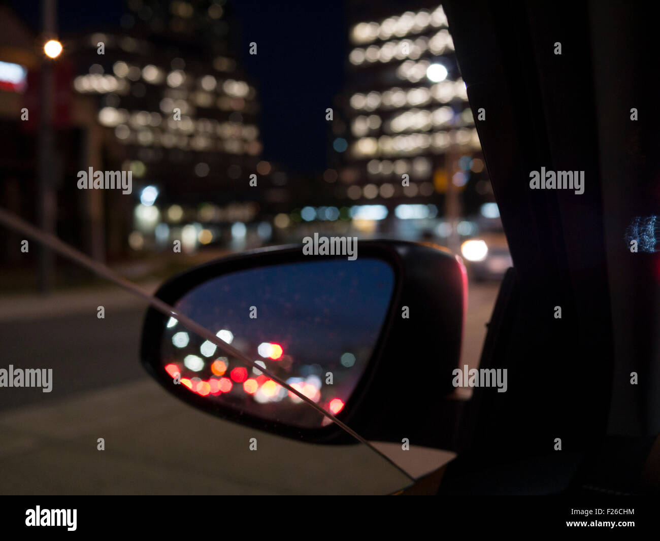 Blurred vision of a drunk driver during night drive in a city Stock ...