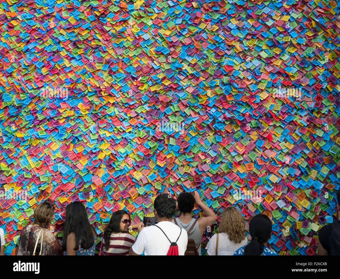 Wall of wish list stickers Stock Photo - Alamy