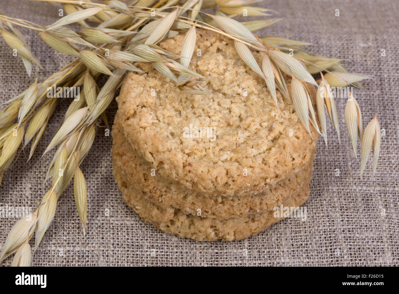 oatmeal cookies and stalks of oats Stock Photo - Alamy