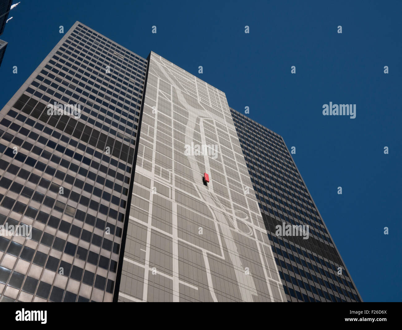 Low angle view of Map mural on 300 South Wacker building Stock Photo ...