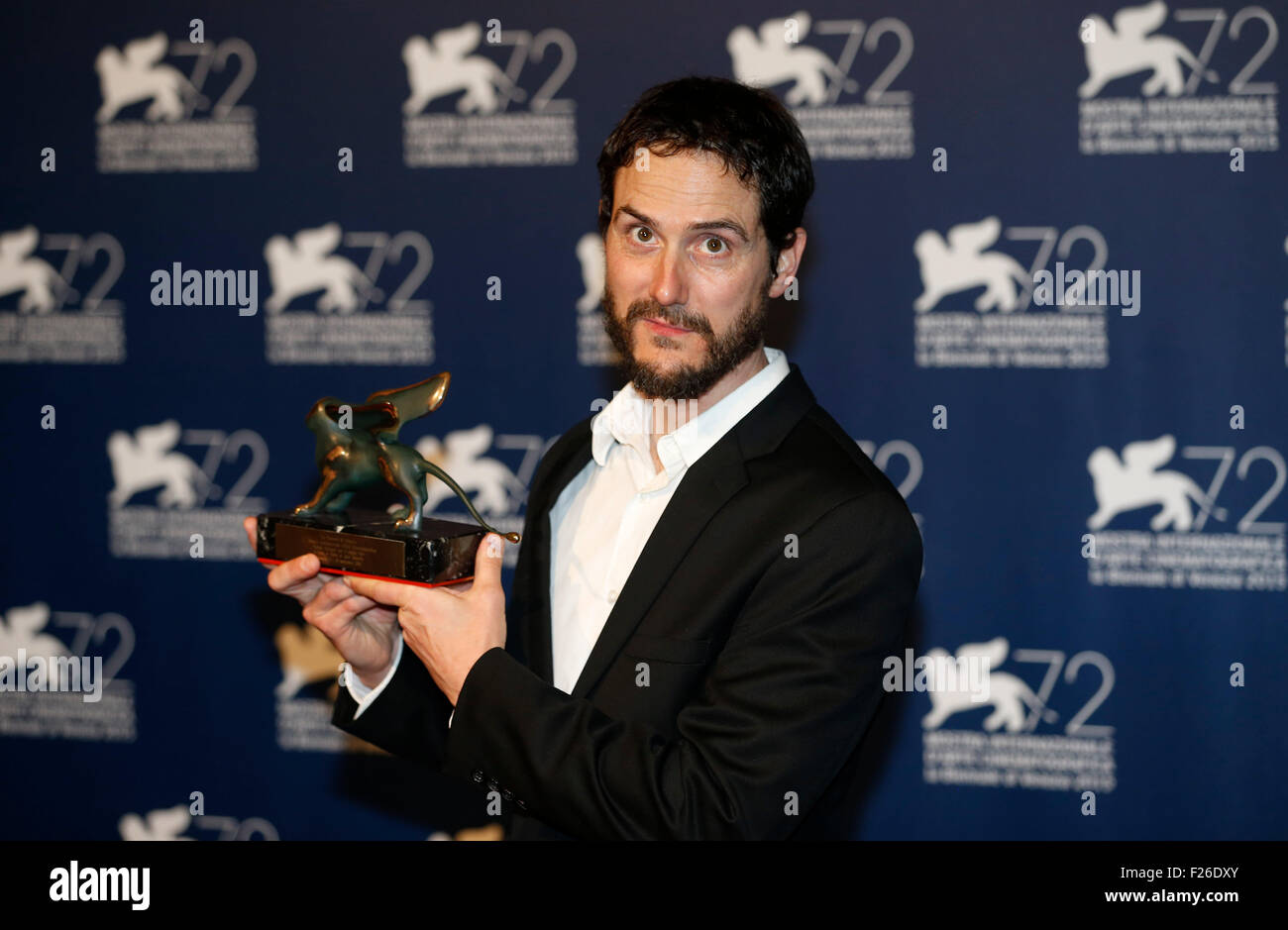 Venice, Italy. 12th Sep, 2015. U.S. director Jake Mahaffy poses with ...