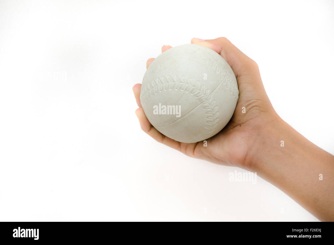 hand of children catching the ball on white background Stock Photo - Alamy