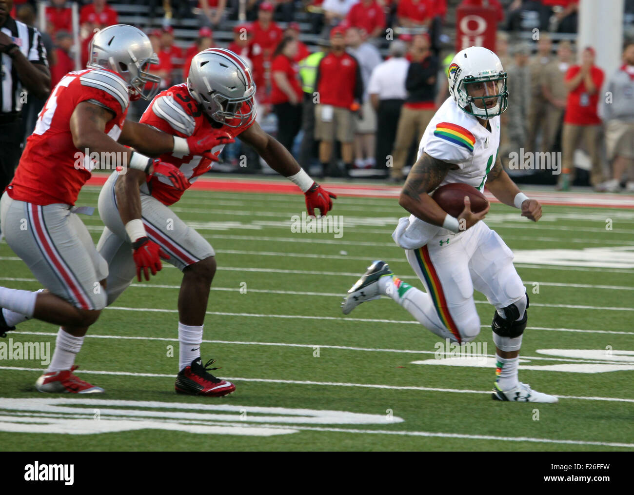 September 12, 2015 - Hawaii Rainbow Warriors quarterback Ikaika Woolsey ...