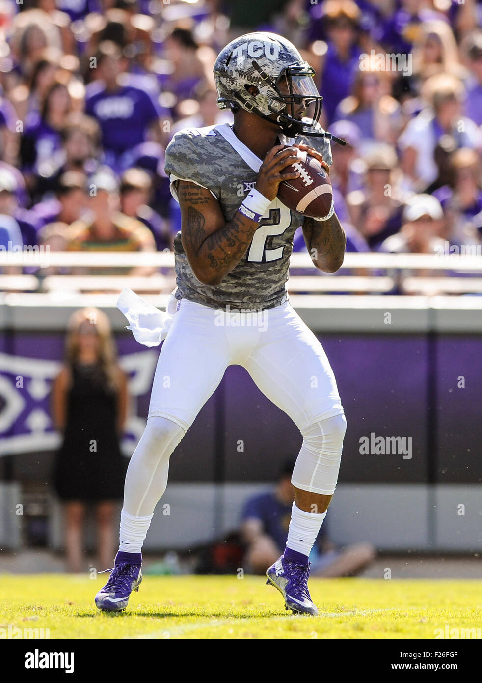 TCU quarterback Trevone Boykin (2) looks to throw a pass during an NCAA ...