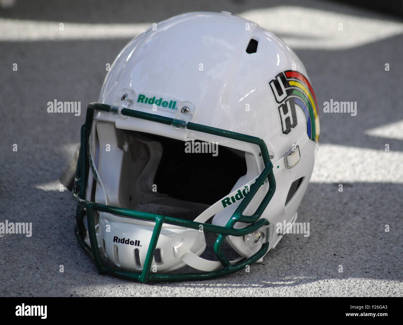 September 12th, 2015: Rainbow helmet during the Hawaii Rainbow Warriors ...