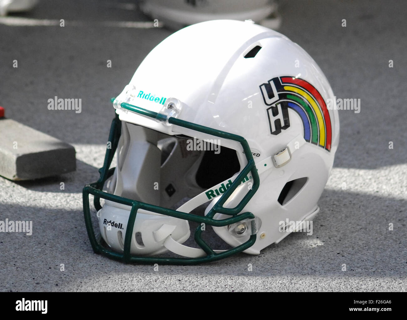 September 12th, 2015: Rainbow helmet during the Hawaii Rainbow Warriors ...