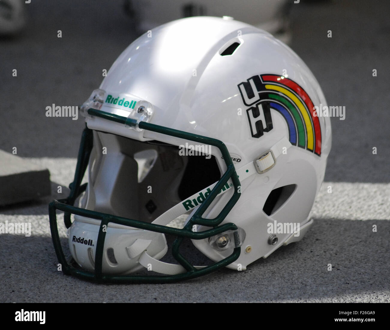 September 12th, 2015: Rainbow helmet during the Hawaii Rainbow Warriors ...
