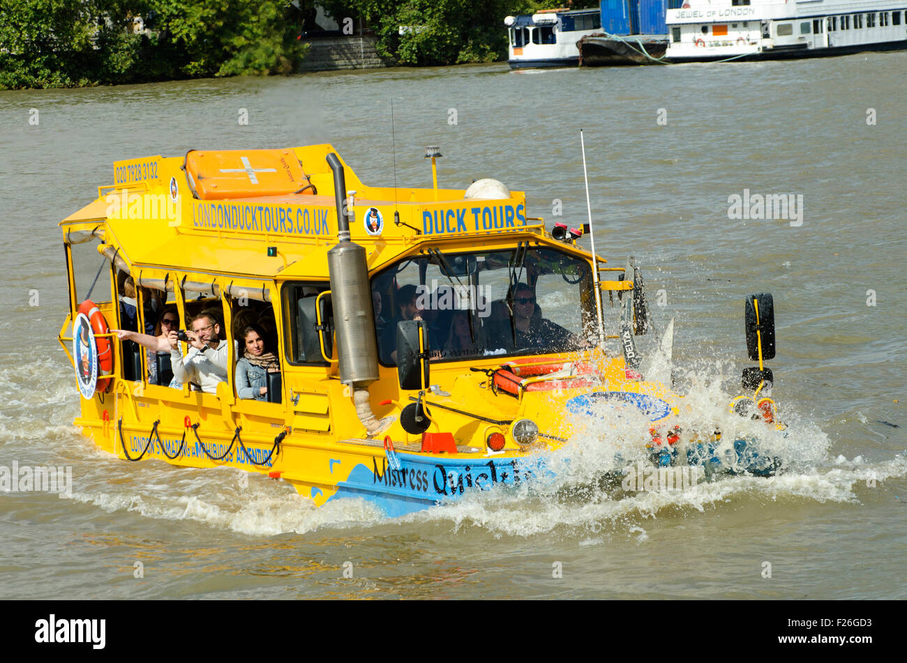 London,UK,11/09/2015 London Duck Tours at work carrying tourists on ...