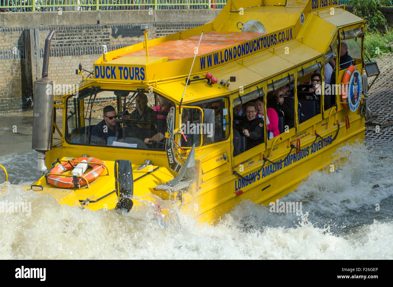 London,UK,11/09/2015 London Duck Tours at work carrying tourists on ...