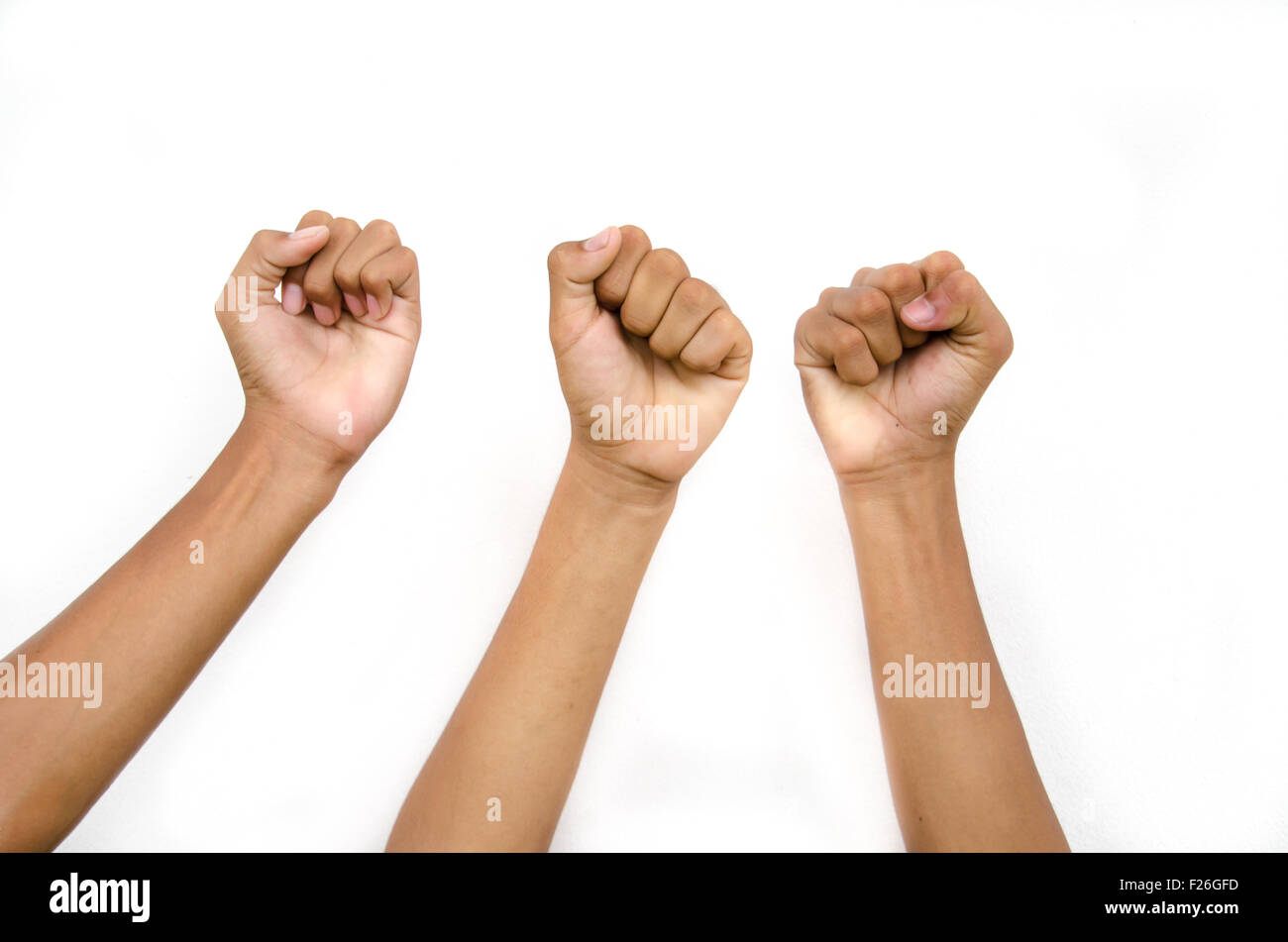 hand and fist from children for victory on white background Stock Photo ...