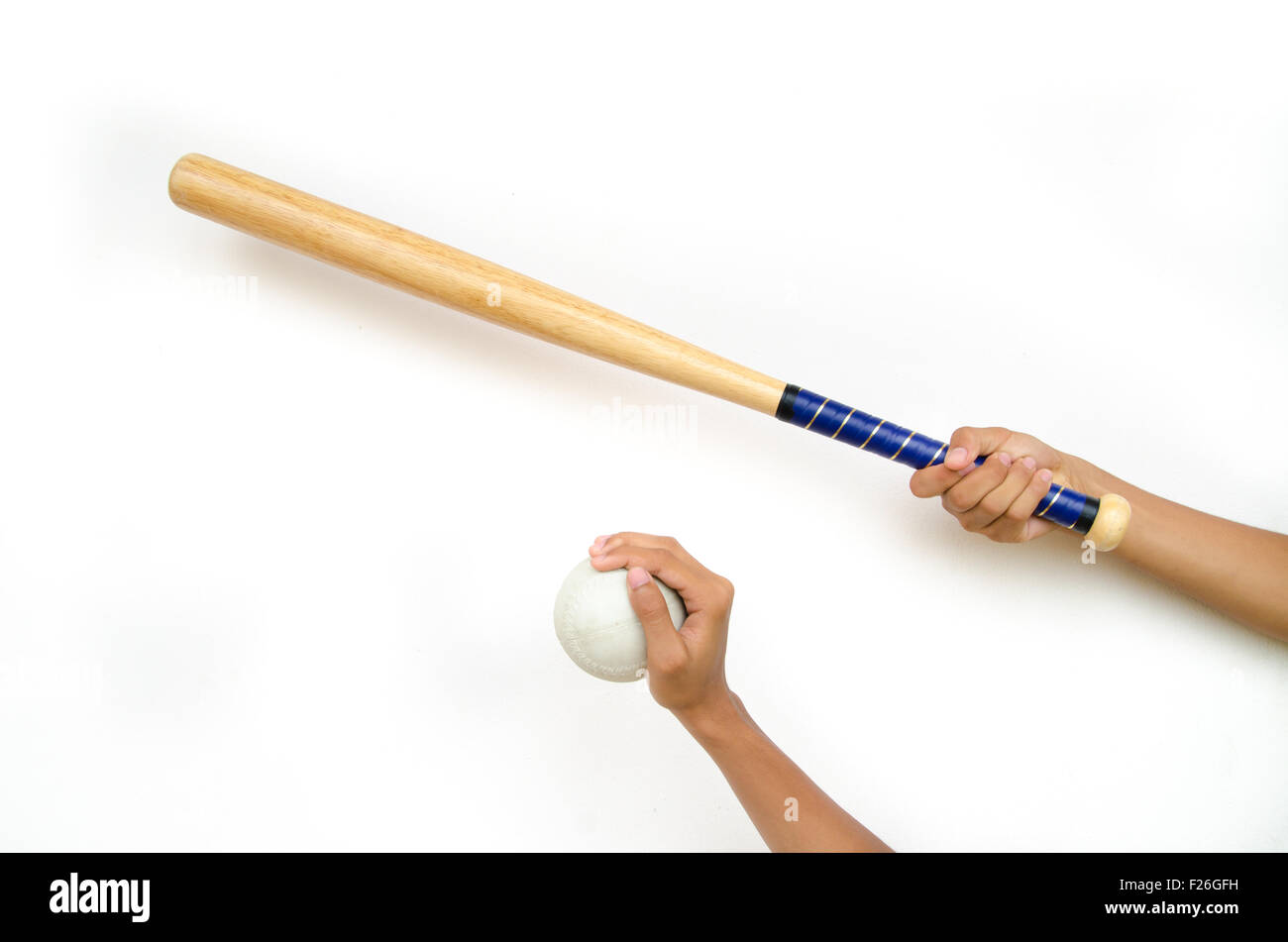 hand for hit the ball on white background Stock Photo - Alamy