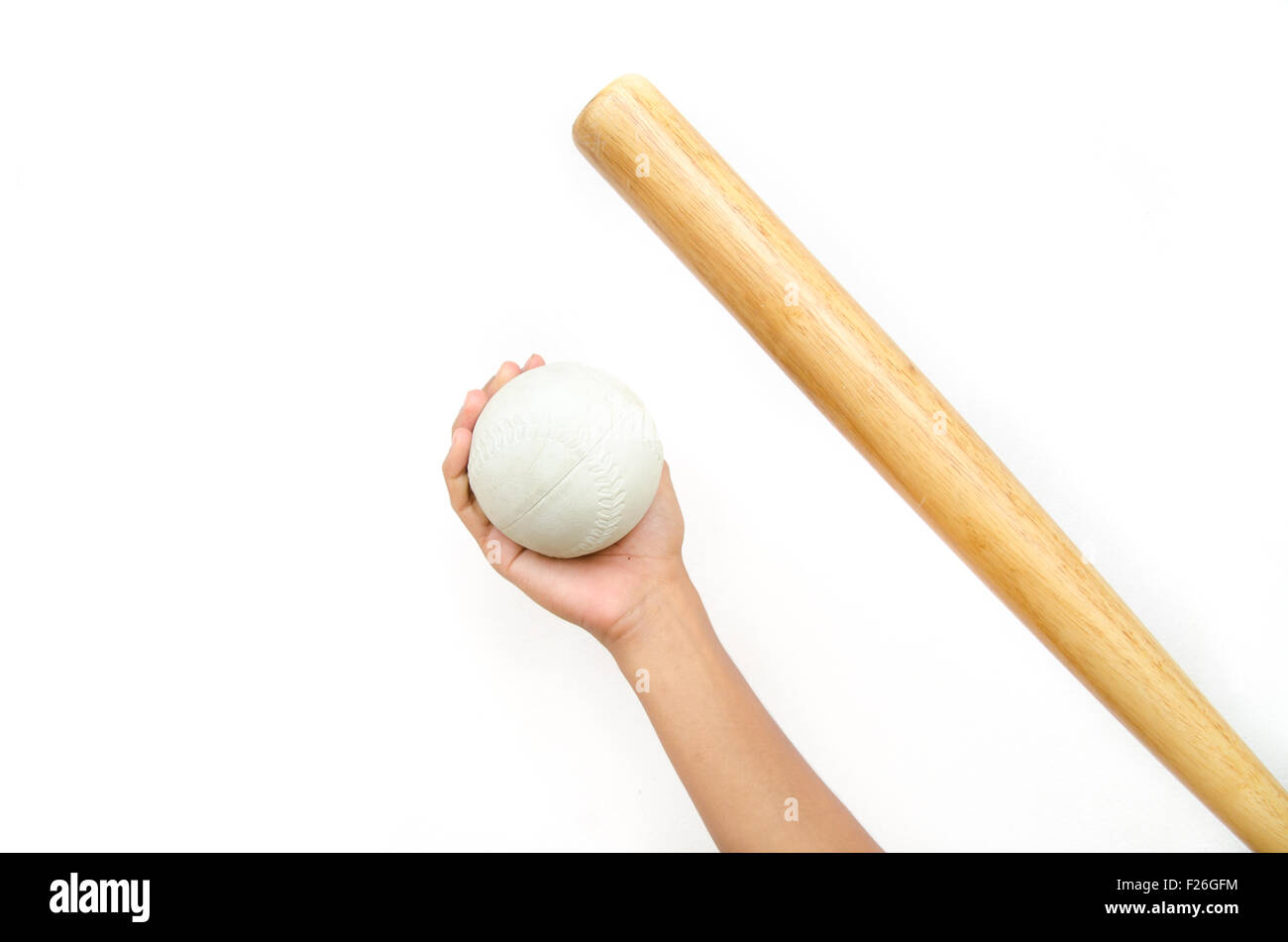hand for hit the ball on white background Stock Photo - Alamy