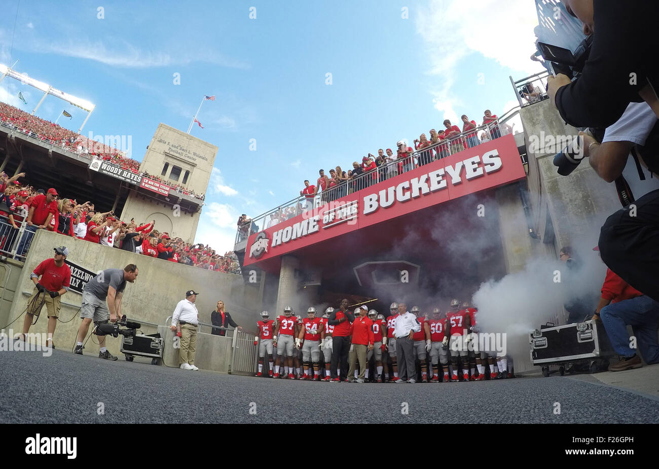 September 12th, 2015: Head Coach Urban Myer and teamrunning out of the tunnel before the Hawaii ...