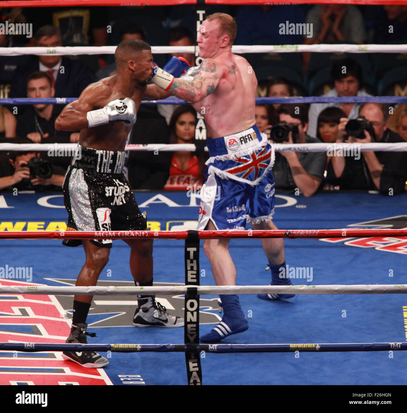 Las Vegas, Nevada, USA of. 12th Sep, 2015. Boxers Badou Jack (black ...
