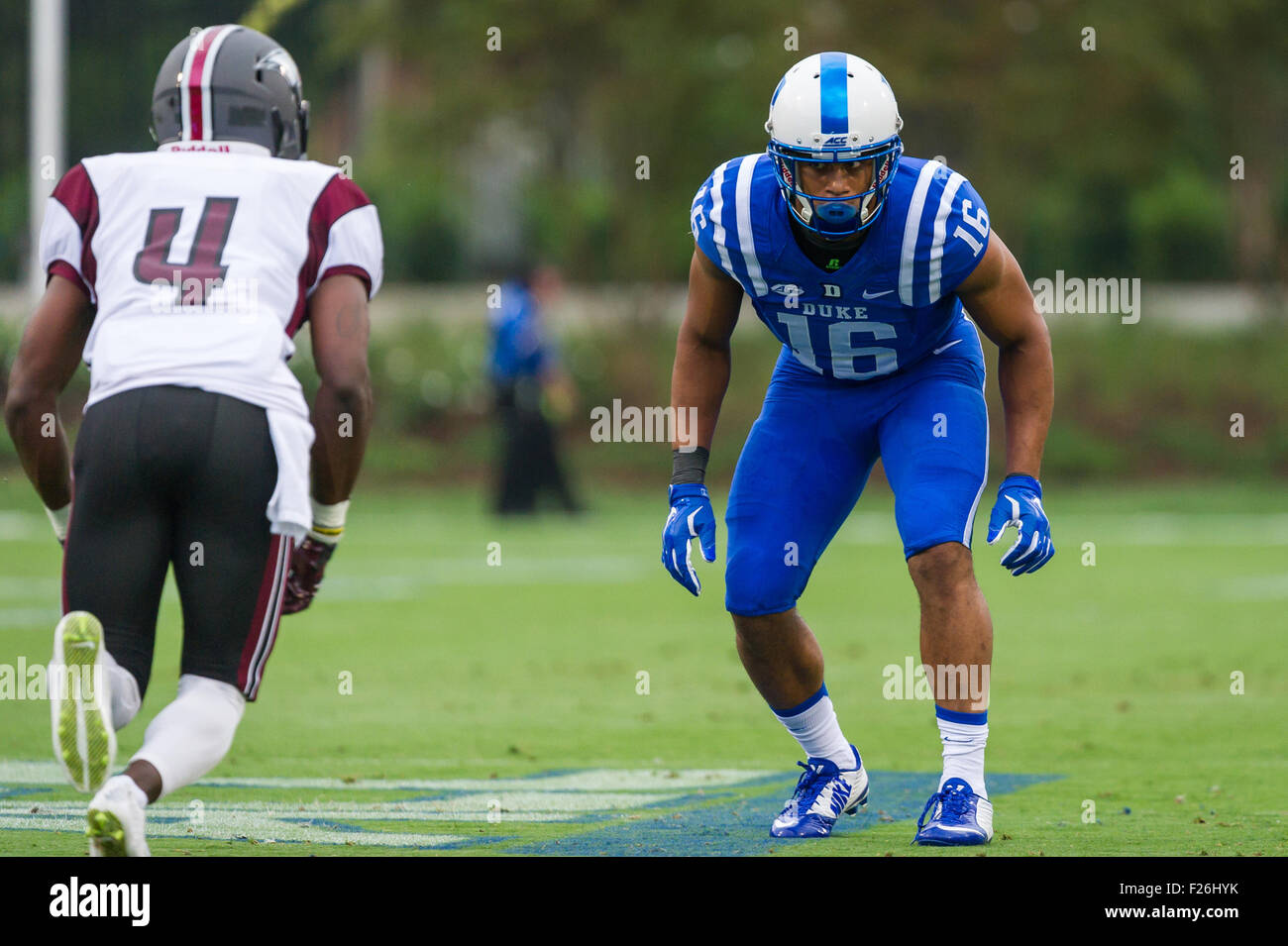 September 12, 2015: Jeremy Cash #16 defends for Duke. The Duke Blue ...