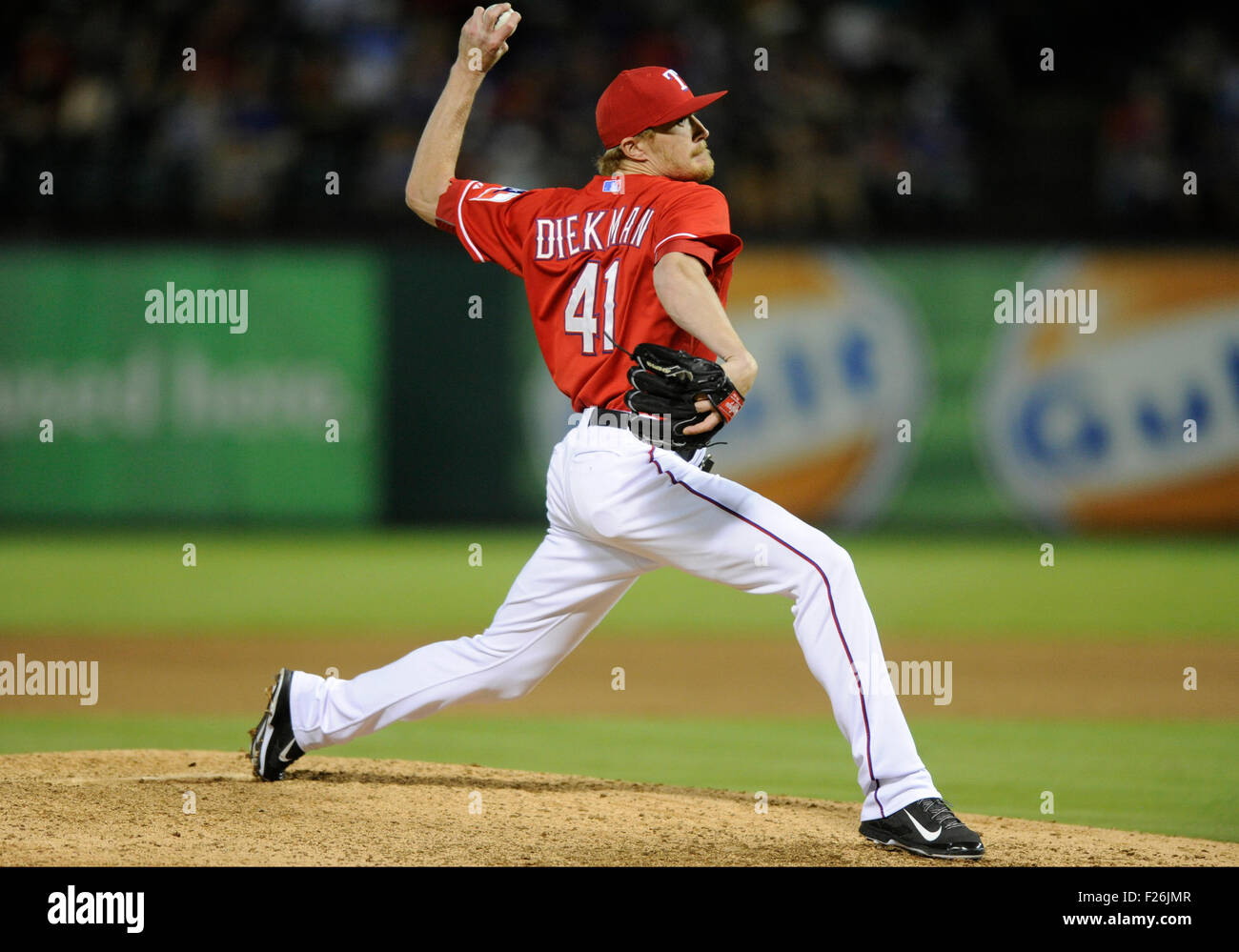Arlington, Texas, USA. 12th September, 2015. Texas Rangers relief ...