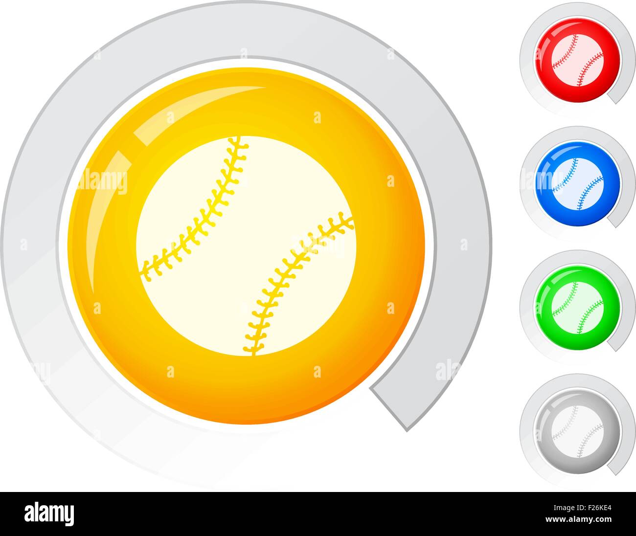 Circle buttons with baseball ball. Vector illustration Stock Vector ...