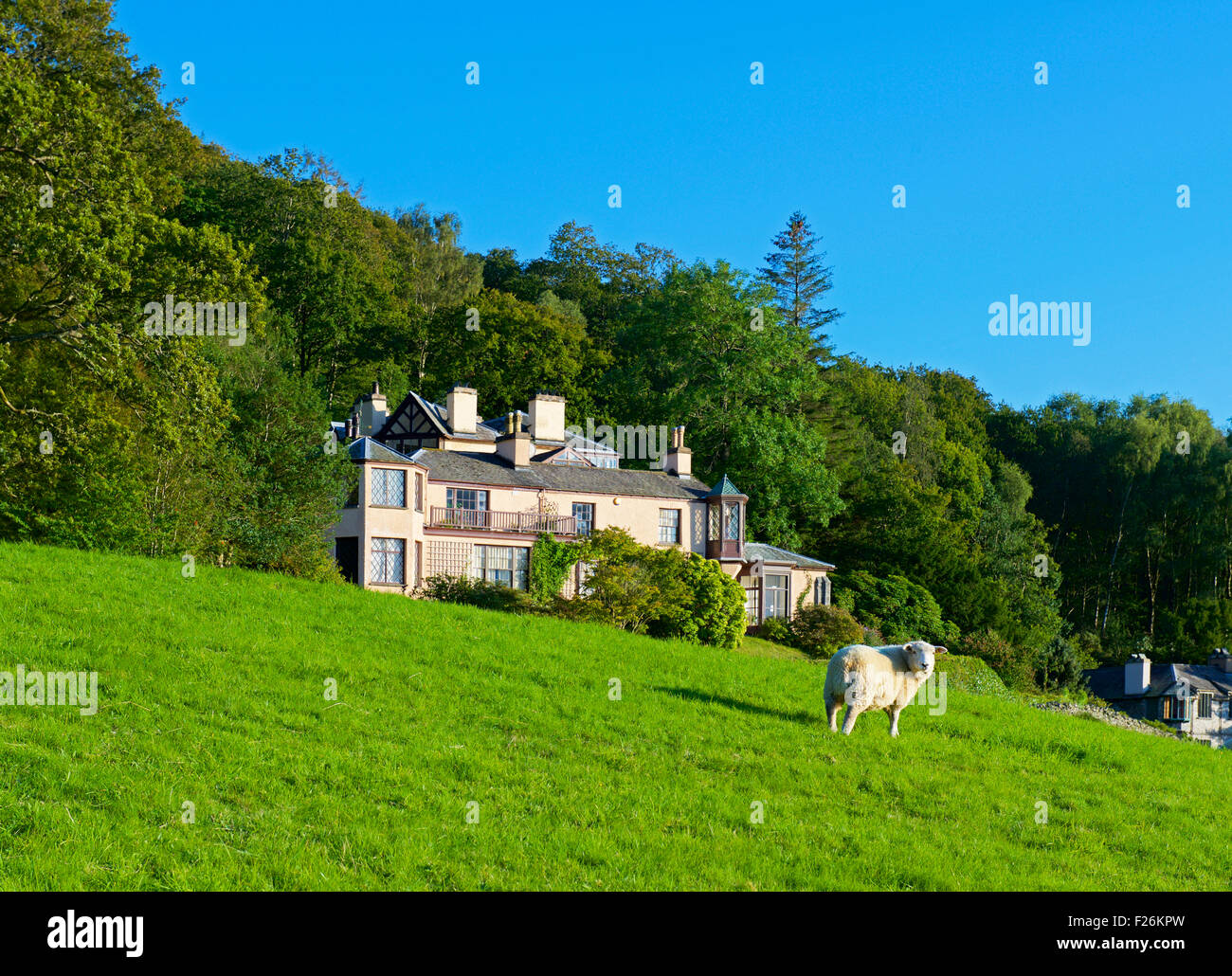 Brantwood, home of writer and art critic John Ruskin, on the shore over ...