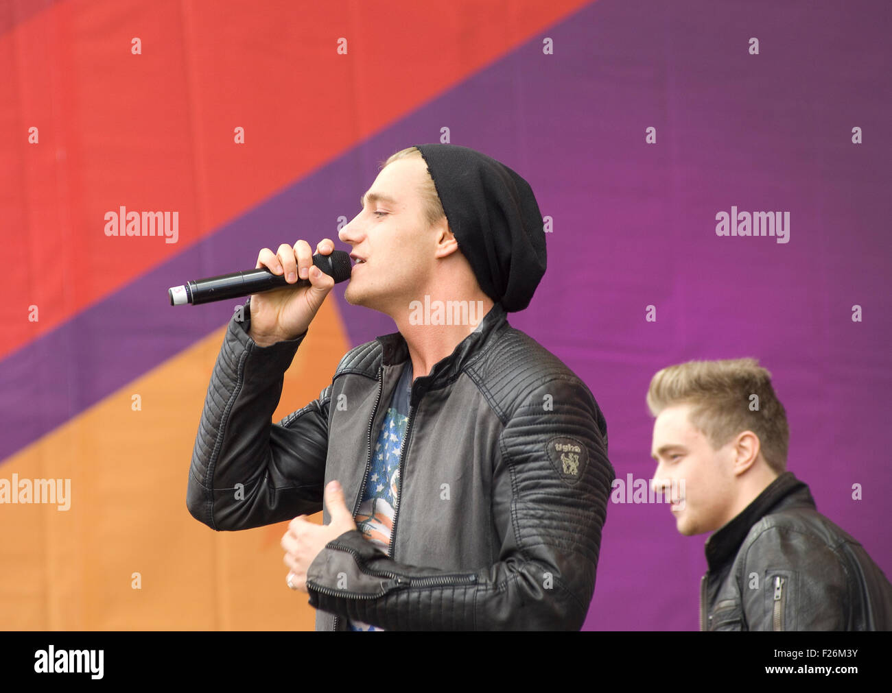 MOSCOW - SEPTEMBER 1: Singers Alexey Vorobyov and Egor KReeD Bulatkin ...