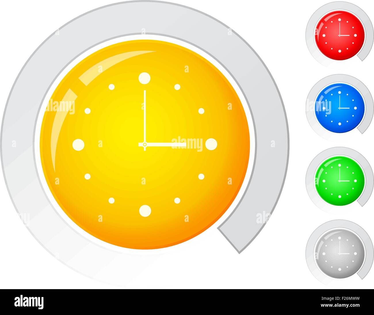 Circle buttons with clock. Vector illustration Stock Vector Image & Art ...