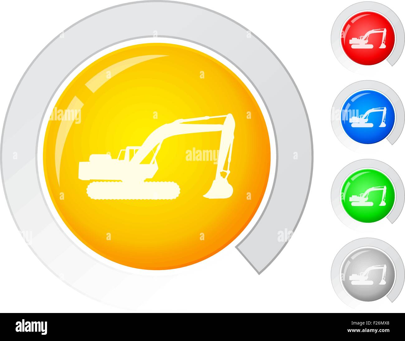 Circle buttons with excavator. Vector illustration Stock Vector Image ...