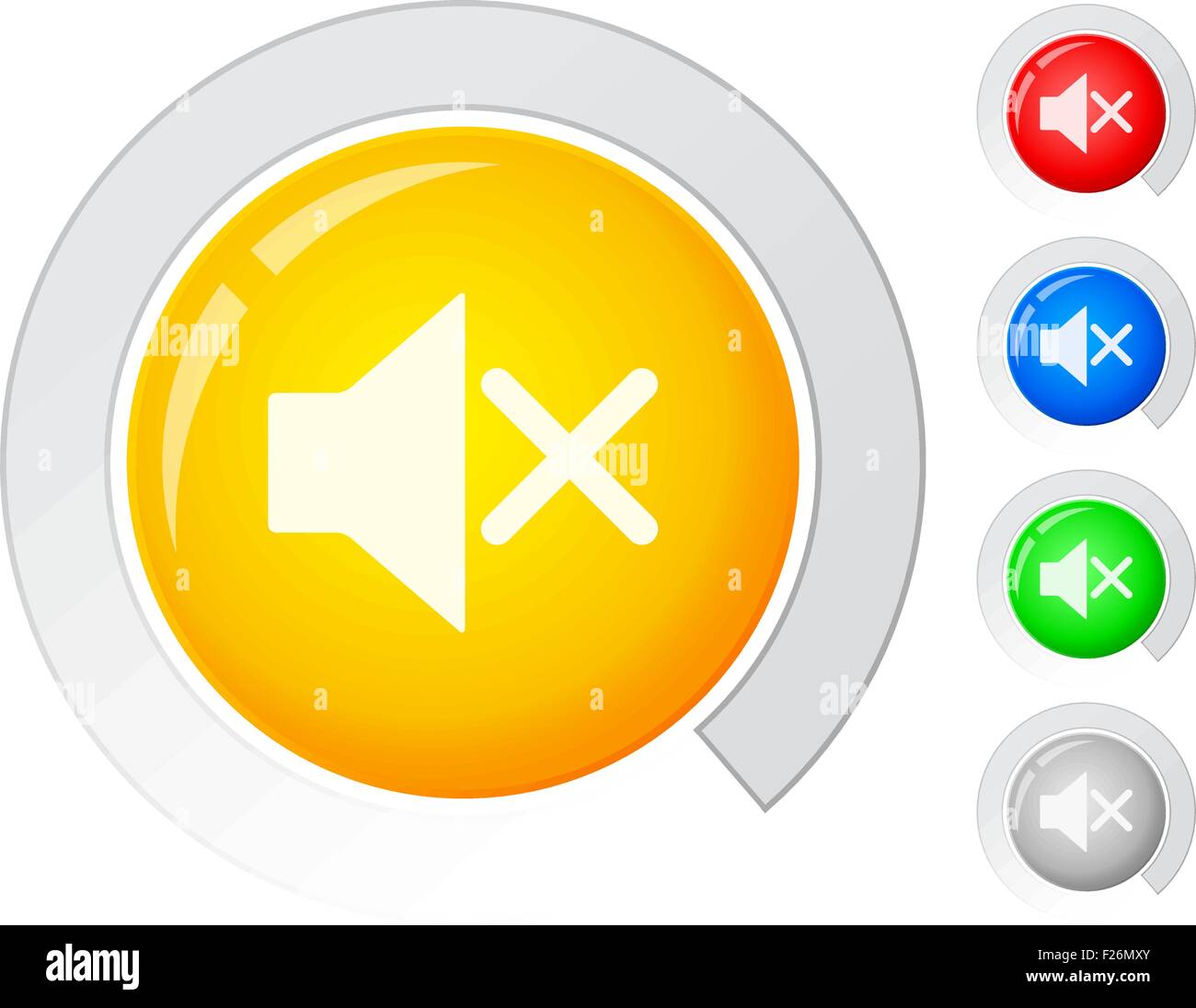Circle buttons with mute symbol. Vector illustration Stock Vector Image ...