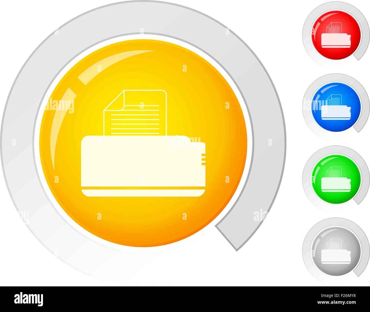 Circle buttons with printer. Vector illustration Stock Vector Image ...