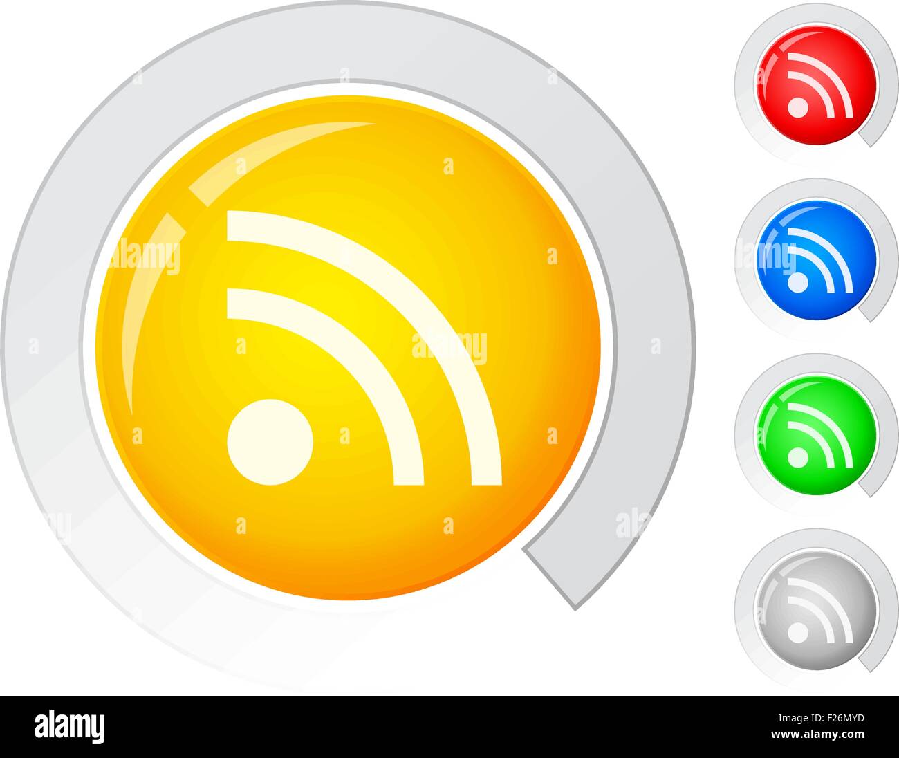 Circle buttons with RSS symbol. Vector illustration Stock Vector Image ...