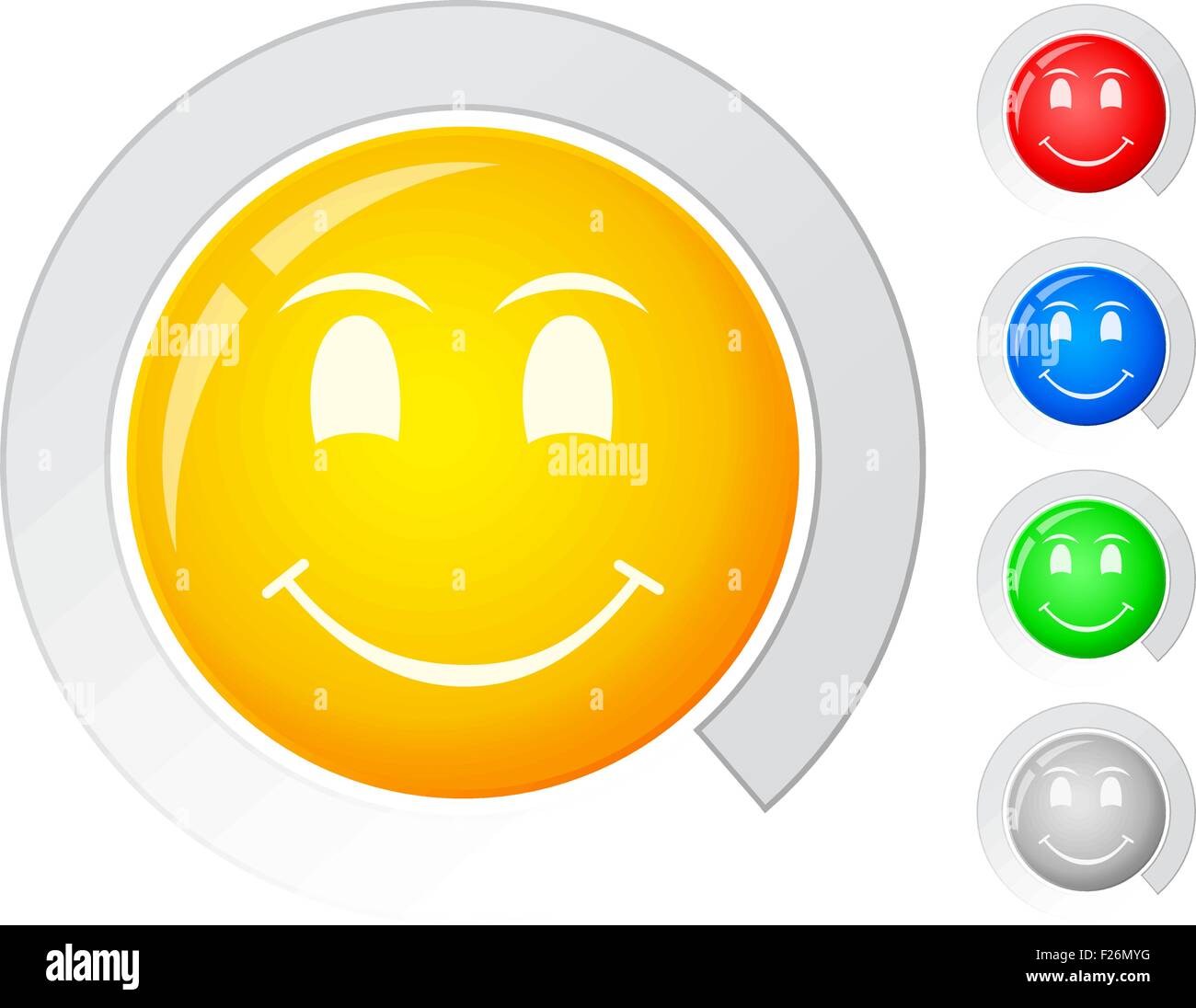 Circle buttons with smile face. Vector illustration Stock Vector Image ...