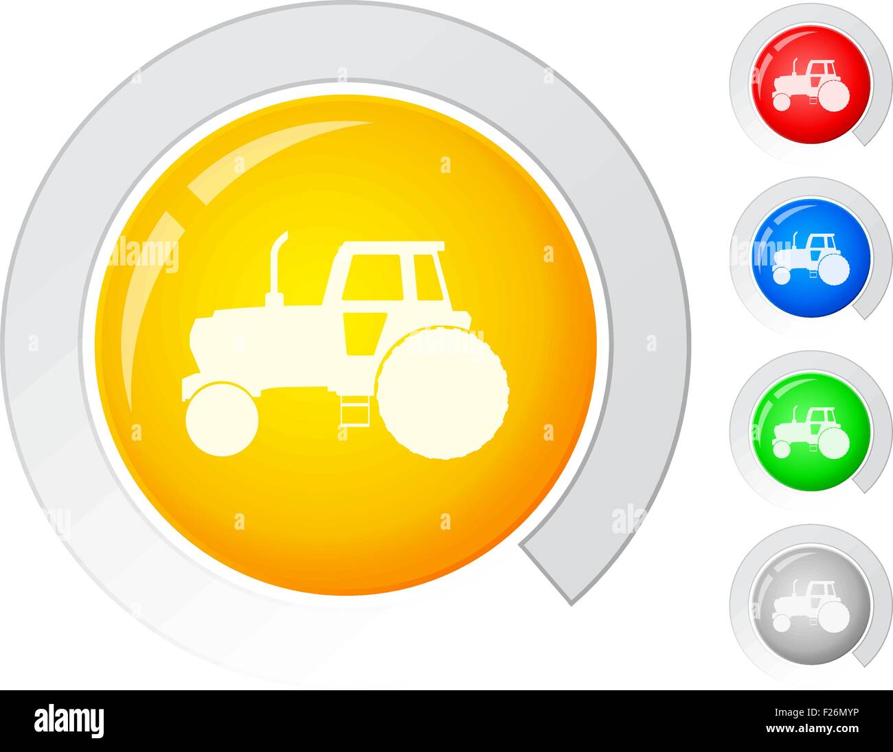 Circle buttons with tractor. Vector illustration Stock Vector Image ...