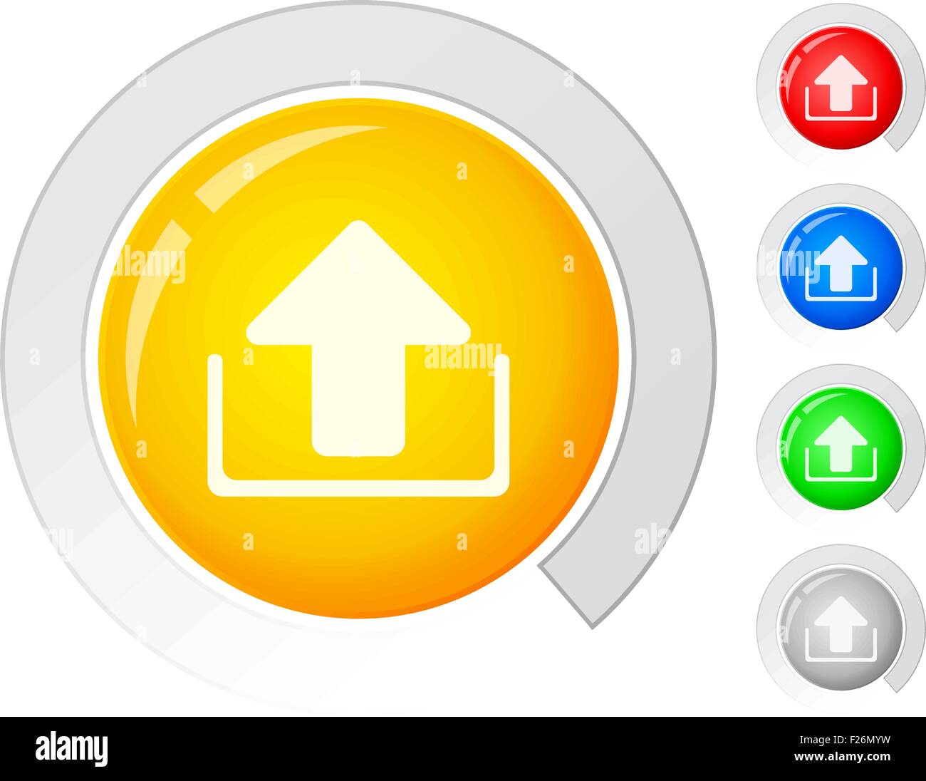 Circle buttons with upload symbol. Vector illustration Stock Vector ...