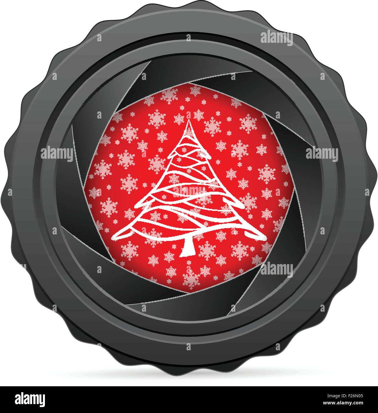 Camera shutter with winter background on white background. Vector ...