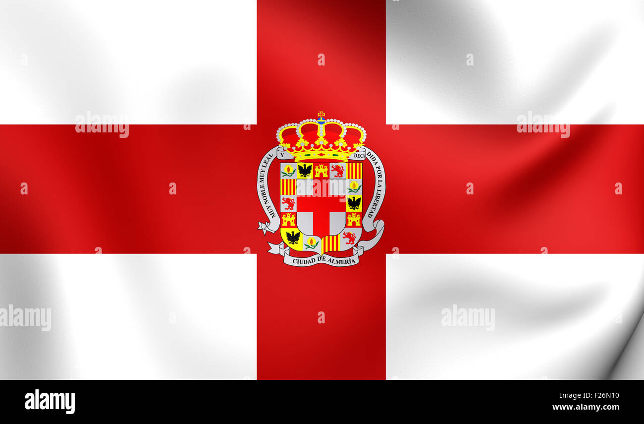 3D Flag of Almeria City, Spain. Close Up Stock Photo - Alamy