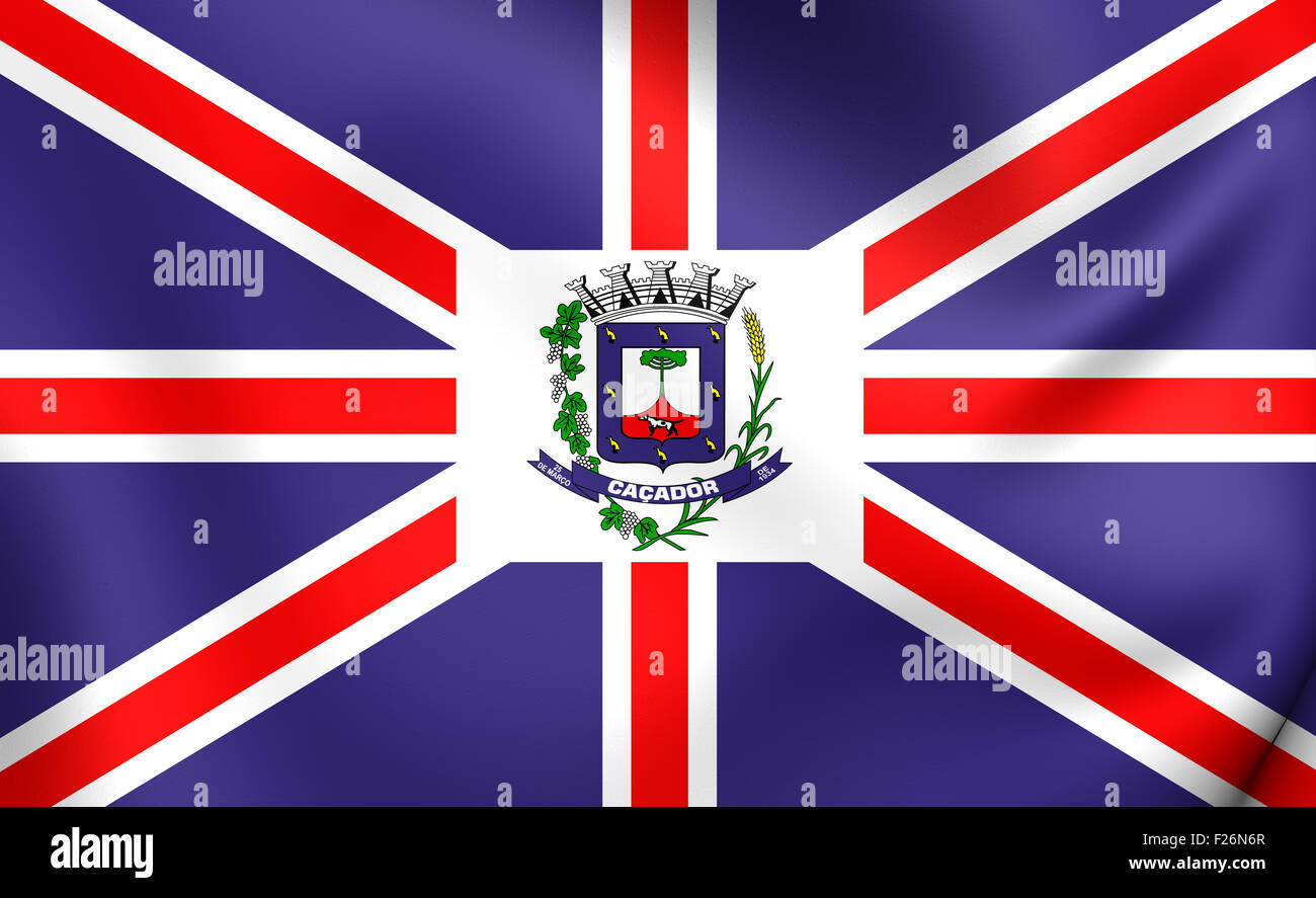3D Flag of Cacador City, Brazil. Close Up Stock Photo - Alamy