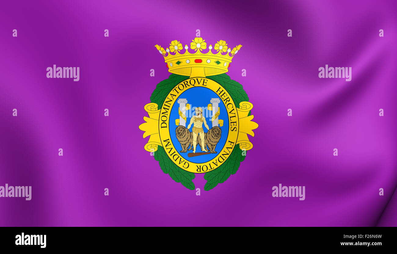 3D Flag of Cadiz City, Spain. Close Up Stock Photo - Alamy