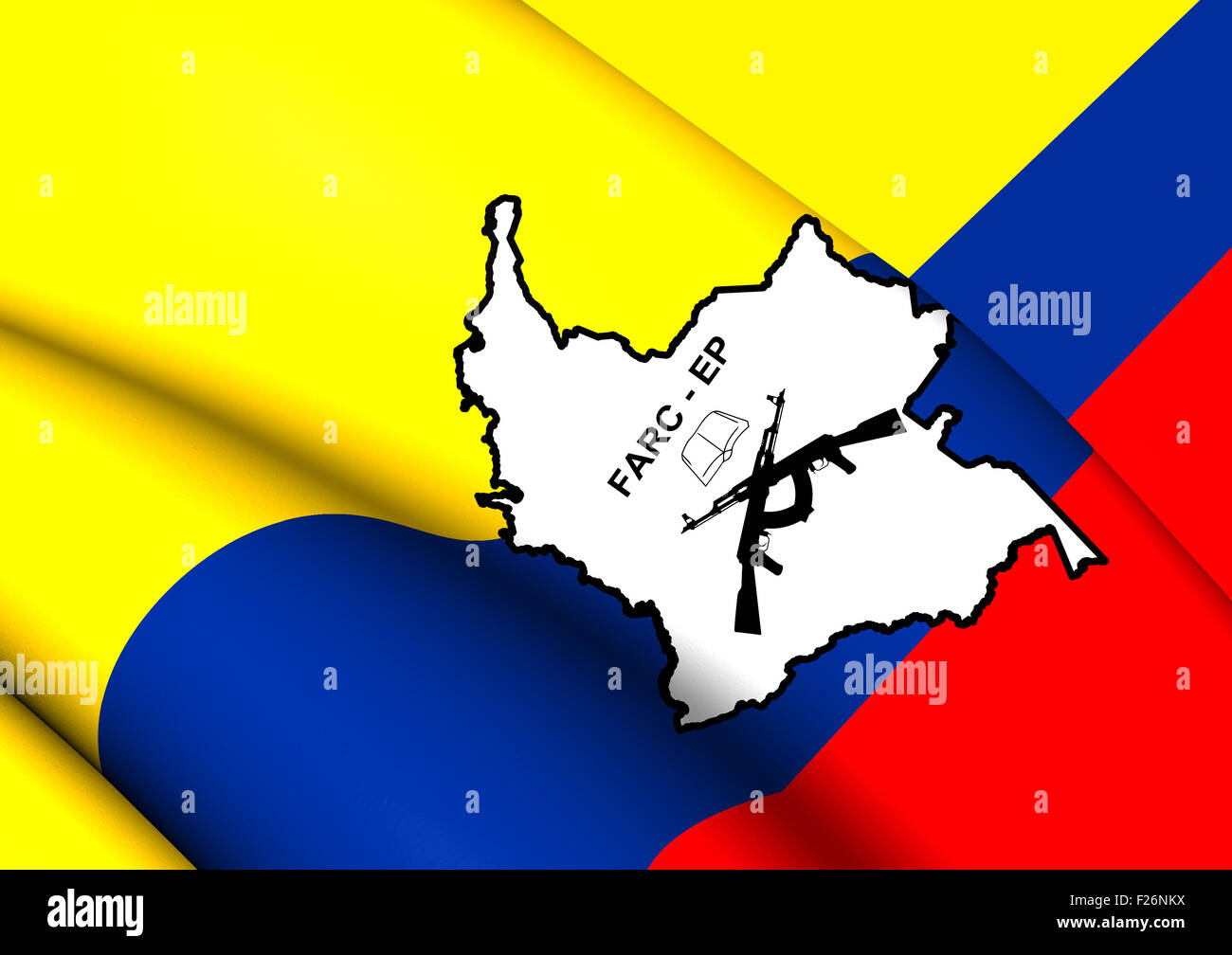 3D Flag of the FARC-EP. Close Up Stock Photo - Alamy
