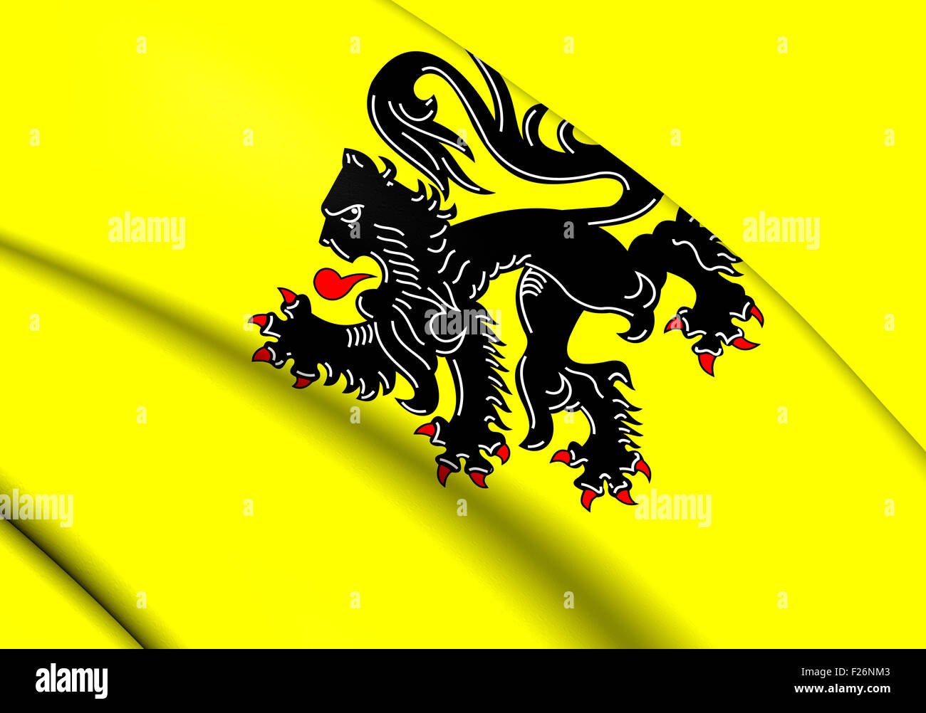3D Flag of Flanders Region, Belgium. Close Up Stock Photo - Alamy