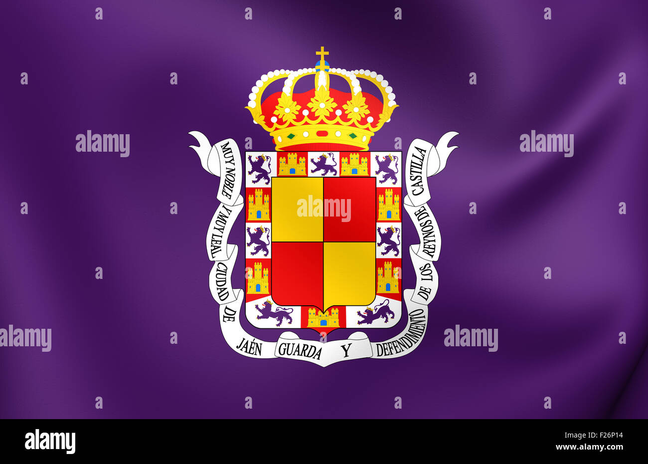 3D Flag of Jaen City, Spain. Close Up Stock Photo - Alamy