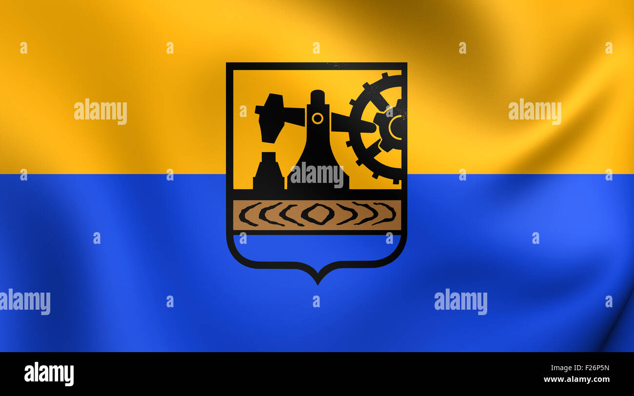 3D Flag of Katowice City, Poland. Close Up Stock Photo - Alamy