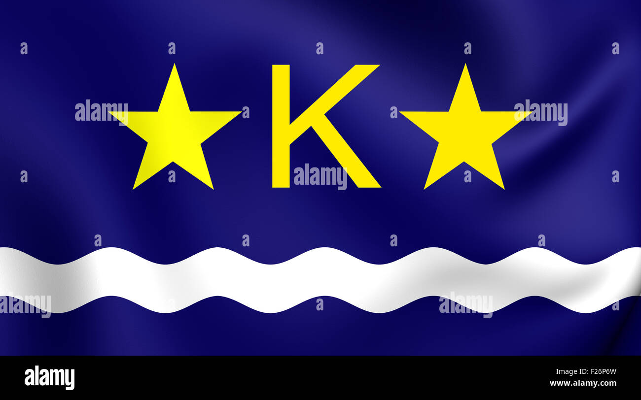 3D Flag of Kinshasa, Democratic Republic of the Congo. Close Up Stock ...
