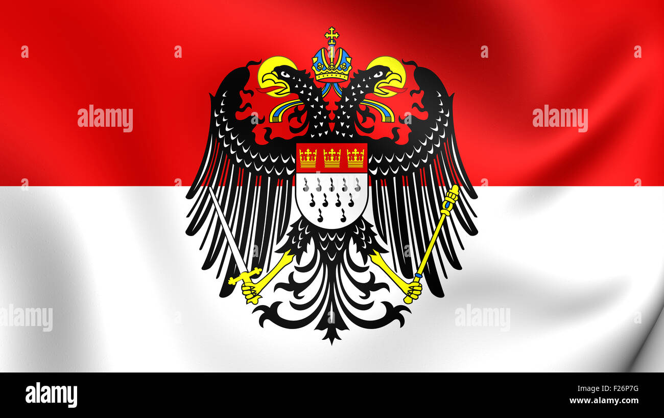 3D Flag of Cologne with Coat of Arms, Germany. Close Up Stock Photo - Alamy