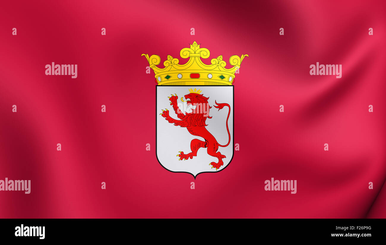 3D Flag of Leon Province, Spain. Close Up Stock Photo - Alamy