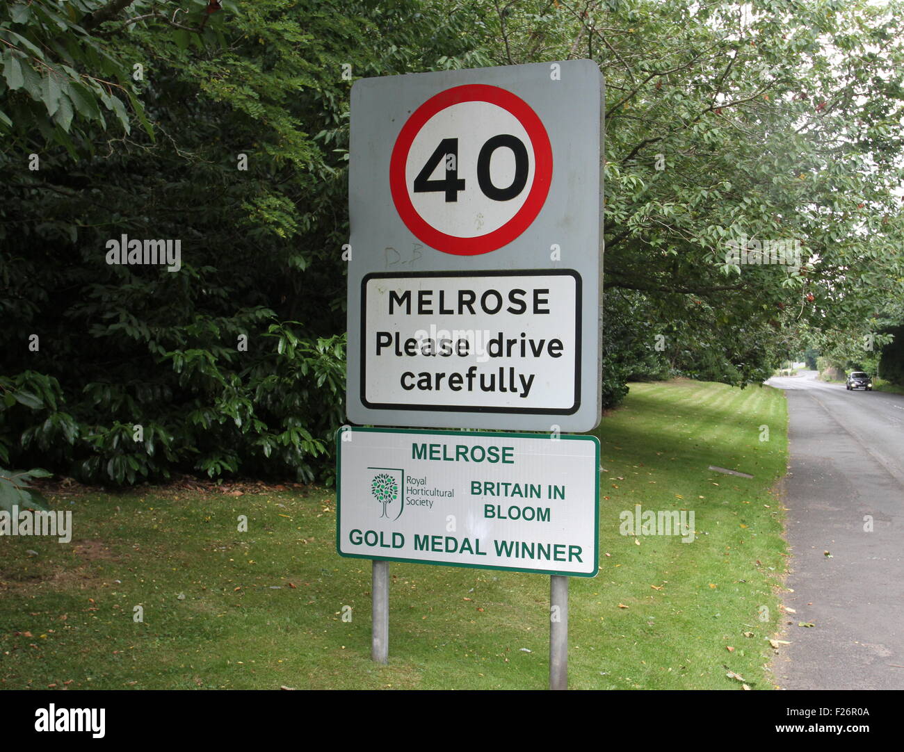 Melrose sign Scotland September 2015 Stock Photo - Alamy